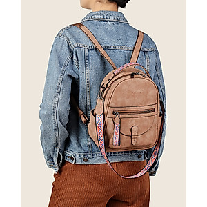 FADEON Mini Backpack Purse for Women, Designer Leather Cute Roomly Small Backpacks, Ladies Shoulder Backpack Fashion Handbag