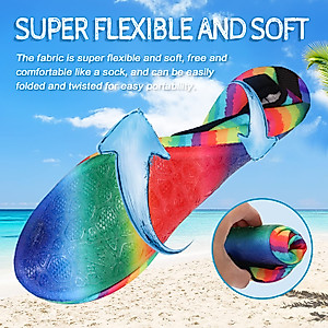 ANLUKE Water Shoes Barefoot Aqua Yoga Socks Quick-Dry Beach Swim Surf Shoes for Women Men Stripe/Rainbow 38/39