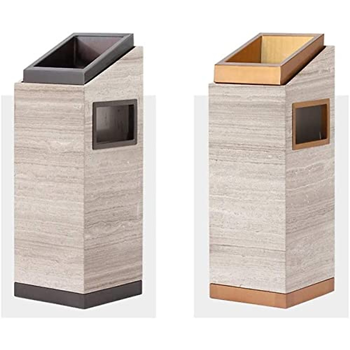 High-End Hotel Lobby Trash Can with Ashtray | Marble & Steel