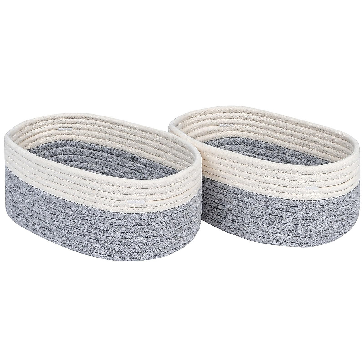 CubesLand Cube Shelf Storage Baskets for Organizing, Woven Shelf, Closet Bins Shelves Toy Basket Box Nursery Baby 2 Packs Organization Off White/Light Gray