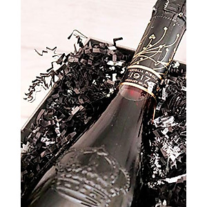 MagicWater Supply Crinkle Cut Paper Shred Filler (1 LB) for Gift Wrapping & Basket Filling - Black & Silver