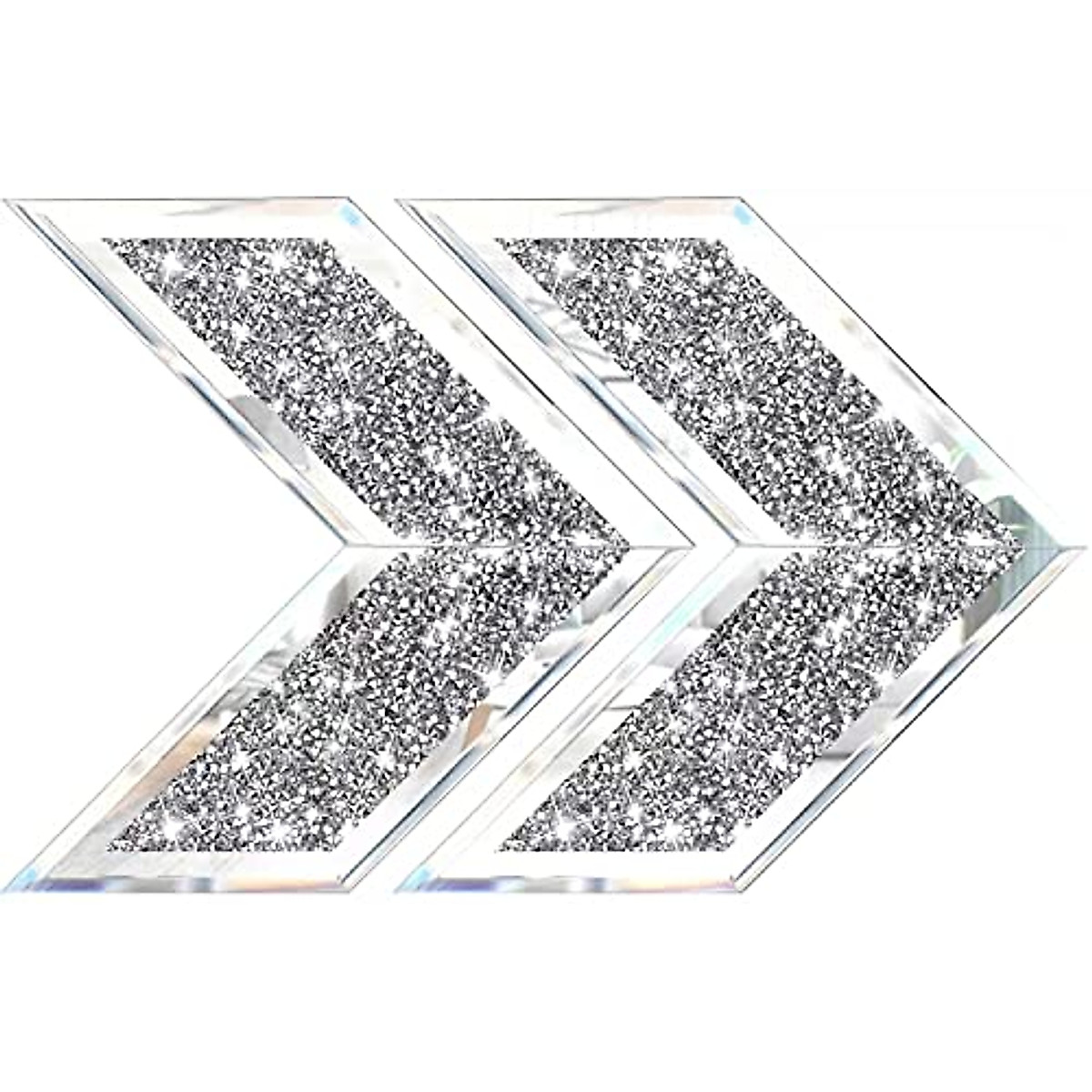 XIHACTY 2 Piece Mirrored Chevron Arrows, Crystal Crushed Diamond Arrow Wall Décor, Silver Arrow Sign for Gallery Wall for Dining Room, Living Room(12inch x 12inch)