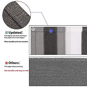 Sekey 2.46'×16.5' Balcony Privacy Screen Balcony Cover HDPE 220 g/m², Slightly Transparent Wind, with Eyelets, Nylon Cable Ties and Cord, Gray Stripes