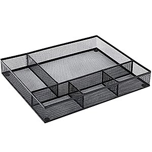 HUANUO Desk Drawer Organizer- 5 Compartments Large Space,16.2 x 12.2 x 2.36 Inches,Multi-use Storage Box Set for Office,Bathroom, Kitchen, Makeup