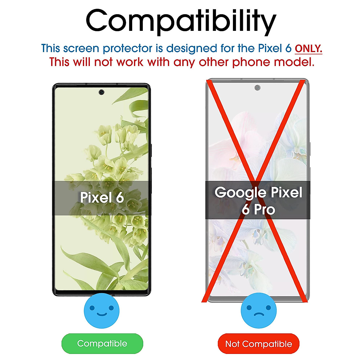 amFilm Screen Protector for Google Pixel 6, 0.26mm Thickness HD Clear, Anti-Scratch Bubbles-Free, Tempered Glass, 3 Pack