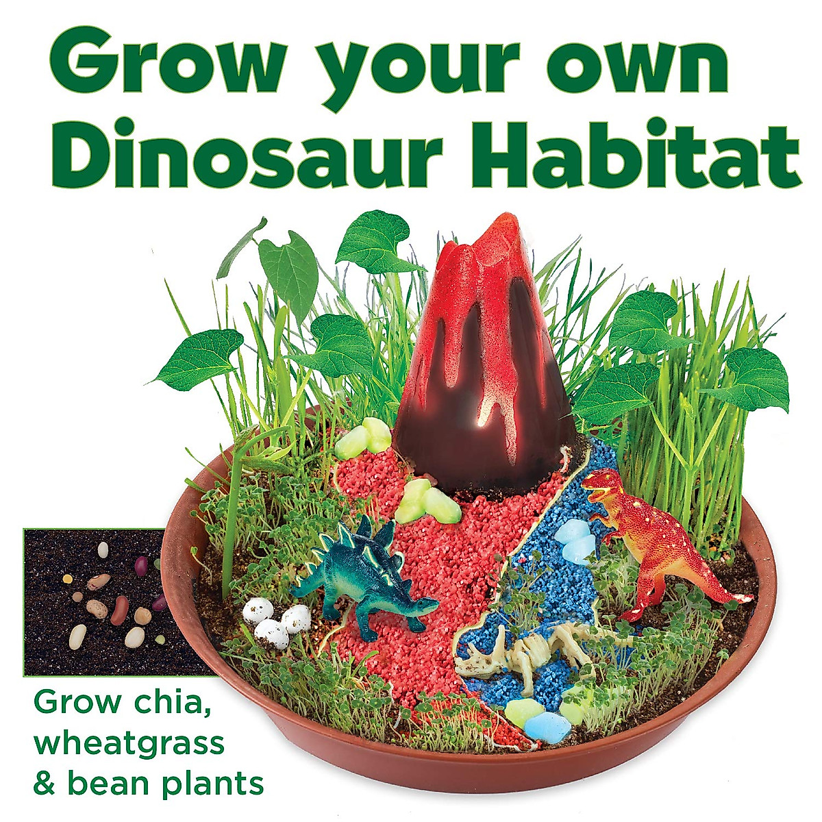 Creativity for Kids Grow N’ Glow Dinosaur Habitat – Create Your Own Dino Garden Kit - Arts and Crafts for Boys and Girls