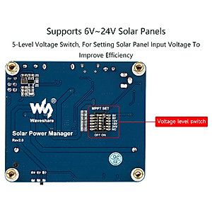 Recharged Solar Power Management Module for 6V~24V Solar Panel, Support Solar Panels, Or USB Power Adapter Battery Charging, 5V/1A or 3.3V/1A Regulated Output