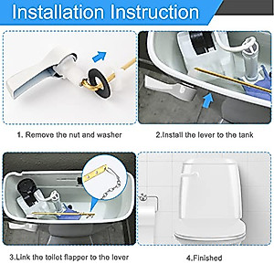 iFealClear 3 Inch Rubber Toilet Flappers Compatible with Gerber 99-788 & Universal Sold Brass Toilet Tank Flush Lever Replacement, High Performance- Long Lasting, Easy to Install, Blue & White