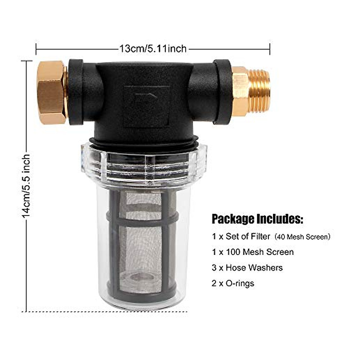 BEETRO Garden Hose Filter for Pressure Washer Inlet Water, Sediment Filter Attachment, with 100 Mesh and 40 Mesh Screen, 3 Sets