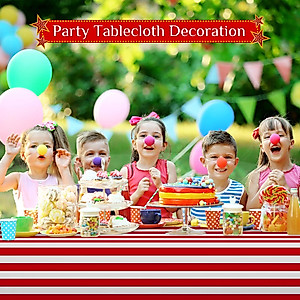 Jecery 54 Inch x 100 ft Tablecloth Roll Red and White Striped Tablecloth Red Brick Wall Backdrop Carnival Circus Decorations Wizard Photography Supplies for Photo Booth Props