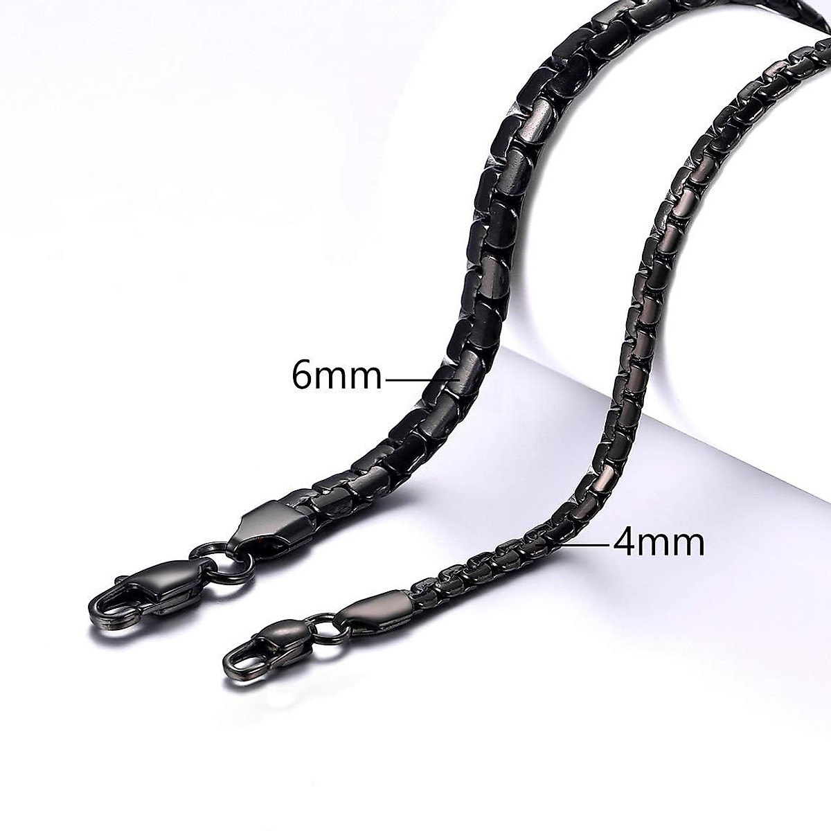 Black Flat Chain Male Necklace 18 Inch 4mm Hip Hop Jewelry Gift for Men