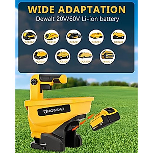 Uniqwamo Handheld Power Spreader for Dewalt 20V/60V Li-ion Battery, Available Year-Round, Grass Seeds, Rock Salt and De-icer Out-Doors(Battery not Included)