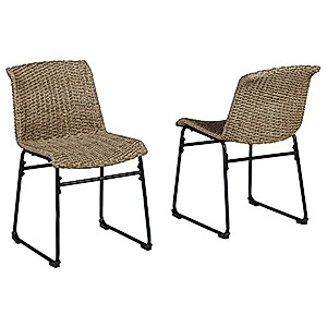 Signature Design by Ashley Outdoor Amaris Resin Wicker Patio Chair, 2 Count, Brown