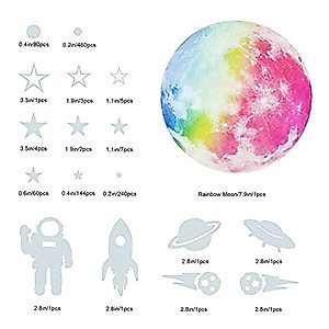 Glow in The Dark Stars for Ceiling, Glowing Stars and Planets, Glow Dark Stars Wall Stickers, Stars & Moon Galaxy Space Wall Decals, Rocket Astronaut Kids Girls Boys Bedroom Wall Decors