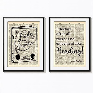 Pride and Prejudice Quotes on Upcycled Vintage Dictionary Art Print Quotes and Sayings Print - UNFRAMED 9 X 12 inches Gift For Pride and Prejudice Fans