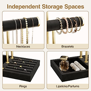 bussdis 3 Tier Bracelet Holder Display - Detachable T Bar Black Velvet Bracelet Holder, Jewelry Holder Organizer for Bracelet, Necklace, Watches, Rings