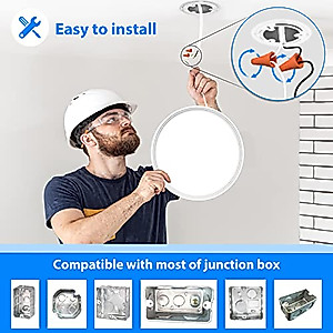 5Pack 9Inch Flush Mount Ceiling Light White,18 Watt 5000K LED Ceiling Light Fixture, Ultra Slim Close to Ceiling Light Fixture, Round Flat Low Profile Ceiling Lamp For Kitchen Bedroom Basement Hallway