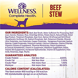 Wellness Complete Health Thick & Chunky Natural Grain Free Canned Wet Dog Food, Beef Stew, 12.5-Ounce Can (Pack of 12)