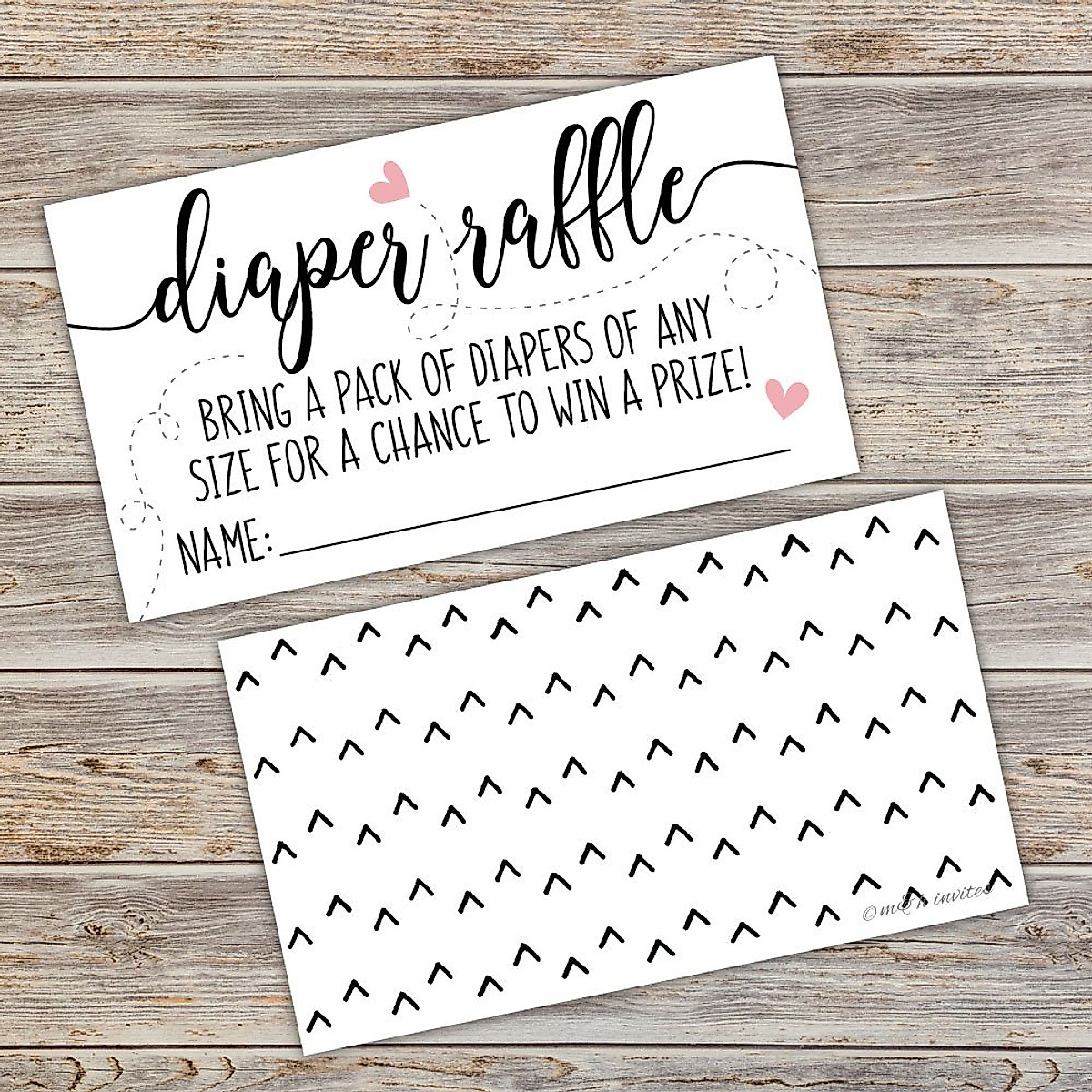 50 Sweet Heart Diaper Raffle Tickets | Gender Neutral Baby Shower Game