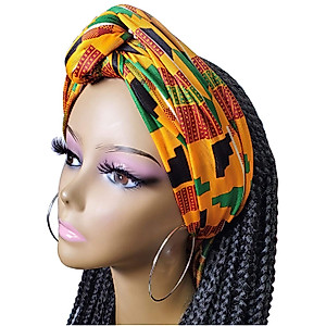 HIHIBEAUTY Stretch Head Wrap Scarf Head Wrap for women Turban Wrap Stretch Jersey Long Turban Head Wrap Tie 1 or 2 (19sd black 2601-2)