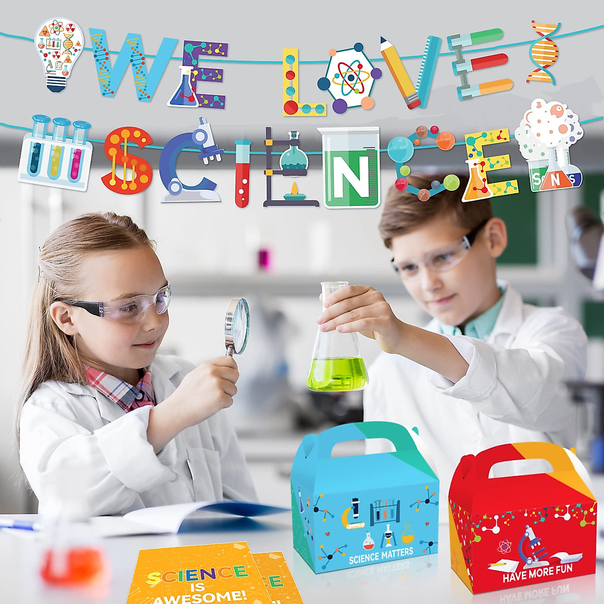We Love Science Banner Science Party Decorations Science Theme Birthday Party Banner For Kids Mad Science Fun Scientist Subject Birthday Party Banner Supplies