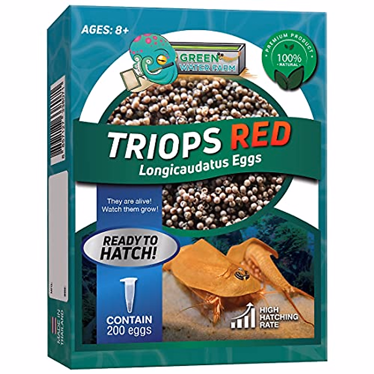 Greenwaterfarm Triops Red Longicaudatus Eggs for Hatching and Culture Suitable to be Pet and Science Project (Pure 200 Eggs)