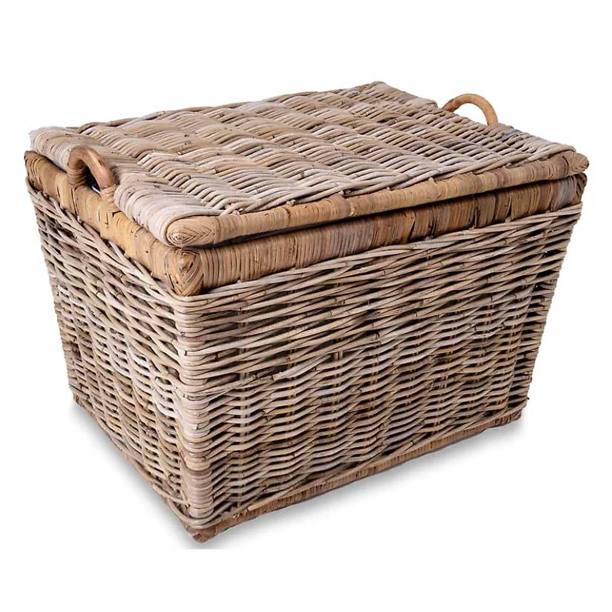 The Basket Lady Lift-Off Lid Wicker Storage Basket, Large, 24.5 in L x 18 in W x 17.5 in H, Serene Grey…