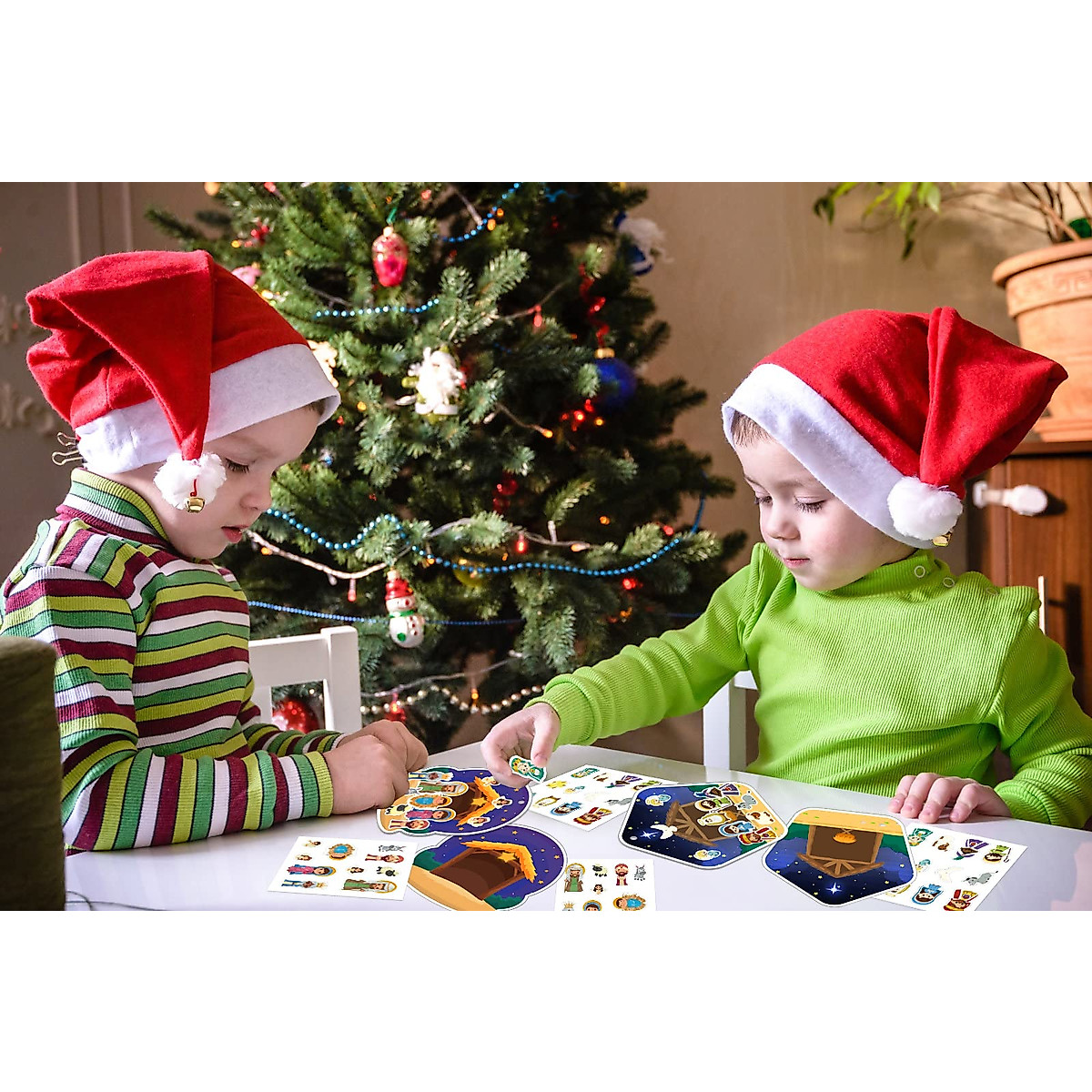 FLYAB Make a Nativity Scene Stickers Ornament Craft Kit Christian DIY Nativity Stickers for Kids Religious Party Games Activities for Christmas Vacation Bible School Classroom Party Supplies
