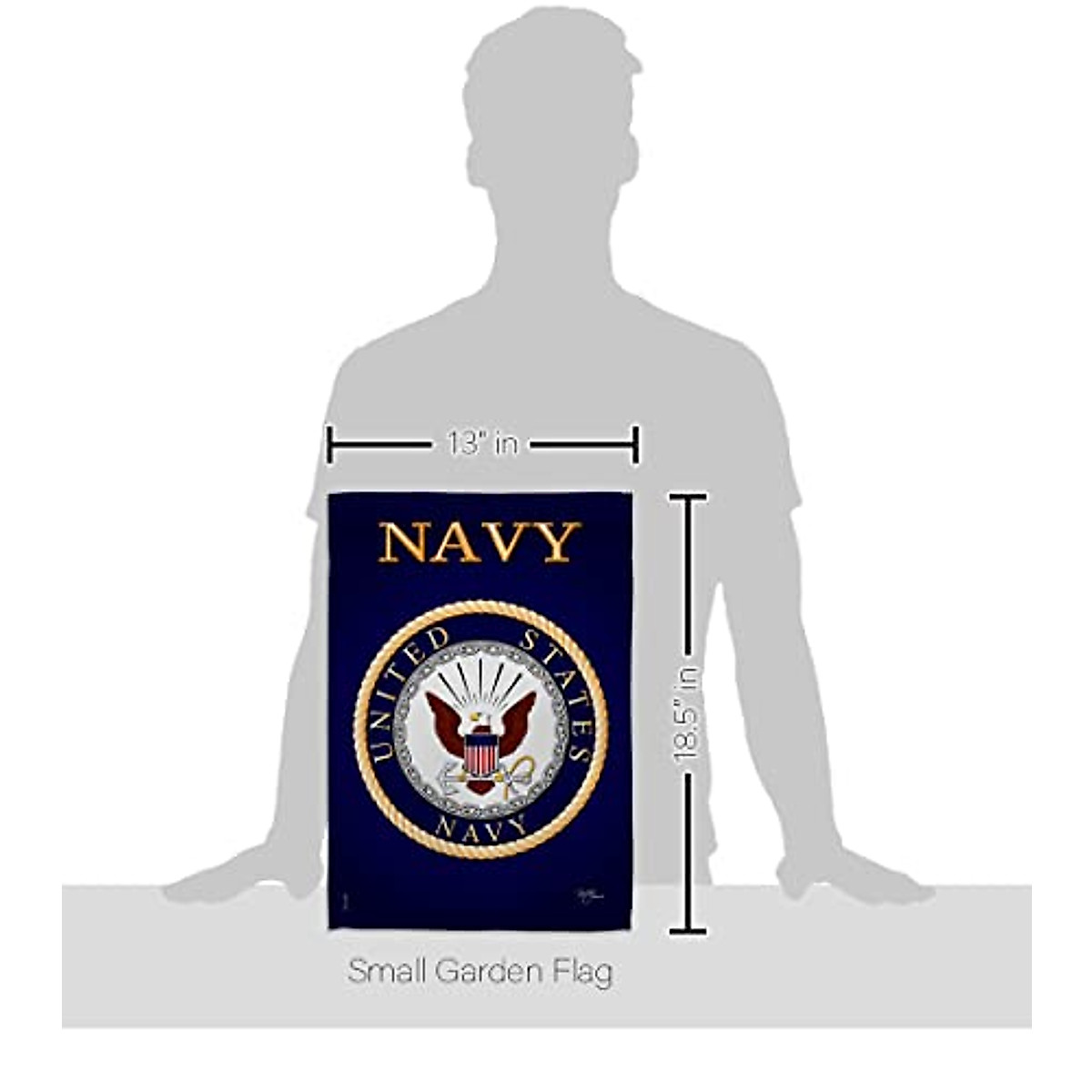 Breeze Decor US Navy Garden Flag USN Armed Forces Seabee Official Licensed United State American Military Veteran Retire Decorative, 13"x 18.5", Memorial Day Gifts Made in USA