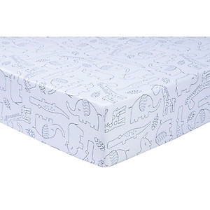 Trend Lab Modern Baby Crib Bedding Set for Boys | Simple Safari 4 Piece Nursery Décor Quilt, 2 Fitted Crib Sheets, and Dust Ruffle Skirt - Blue, 80015