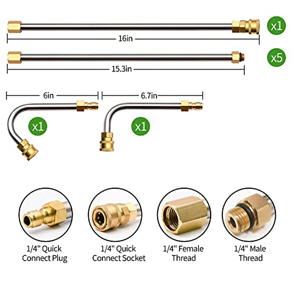 FGBNM 1/4" High Pressure Washer Gun Kit, Including 8pcs Washer Extension Wands, 6pcs Nozzle Tips, 1L Foam Cannon with Other Accessories