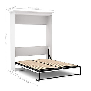 Bestar Versatile Queen Murphy Bed with Closet Organizer (92W) in White, Sleeping Arrangement and Wardrobe for Multipurpose Room