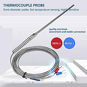 K Type Thermocouple, 0-400 High Temperature Sensor Wire Cable M8 Thread 150mm Probe 1 M 2 M 3 M 4 M 5 M (3M)