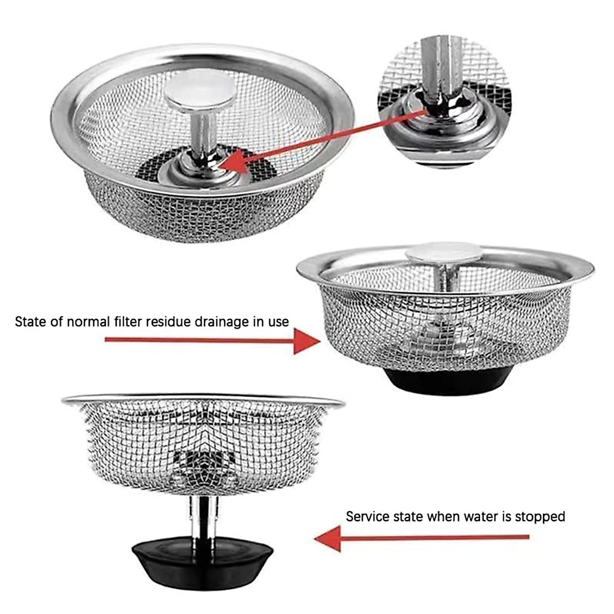 1 Pc Kitchen Sink Filter Stainless Steel Mesh Sink Strainer Filter Bathroom Sink Strainer Drain Hole Filter Trap Waste Screen