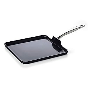 GreenPan Chatham Black Prime Midnight Hard Anodized Healthy Ceramic Nonstick, 11" Griddle Pan, PFAS-Free, Dishwasher Safe, Oven Safe, Black
