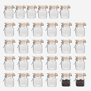 Encheng 4 oz Glass Jars With Airtight Lids And Leak Proof Rubber Gasket,Small Mason Jars With Hinged Lids For Kitchen, Mini Spice Jars With Twine And Tags Labeling 30 Pack