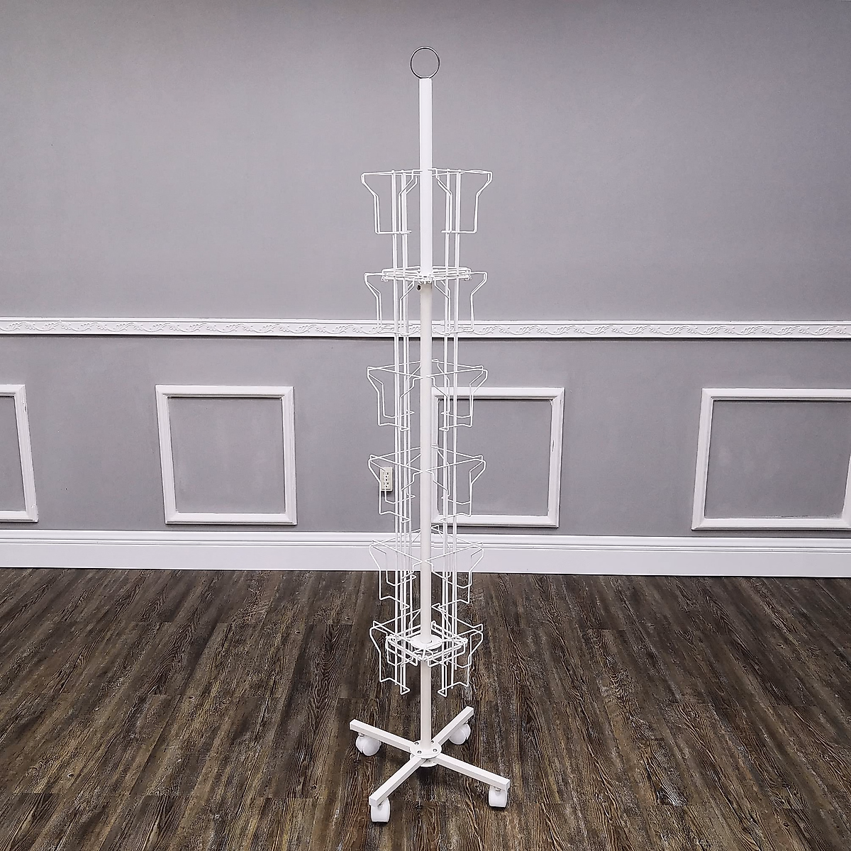 FixtureDisplays? 24-Pocket 5.5" Wide Pocket (Fits 5x7") Vertical Spinning Greeting Holiday Card Rack Greeting Card Display Floor Stand Pocket Size: 5.8"Wide X 8"High, 24 Pockets. 11703-WHITE-FBA