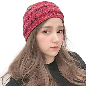 tuduoms Womens Cable Knit Headband Fleece Lined Winter Ear Warmer Tie Dye Headband Wrap for Christmas Valentine’s Day Giving Red