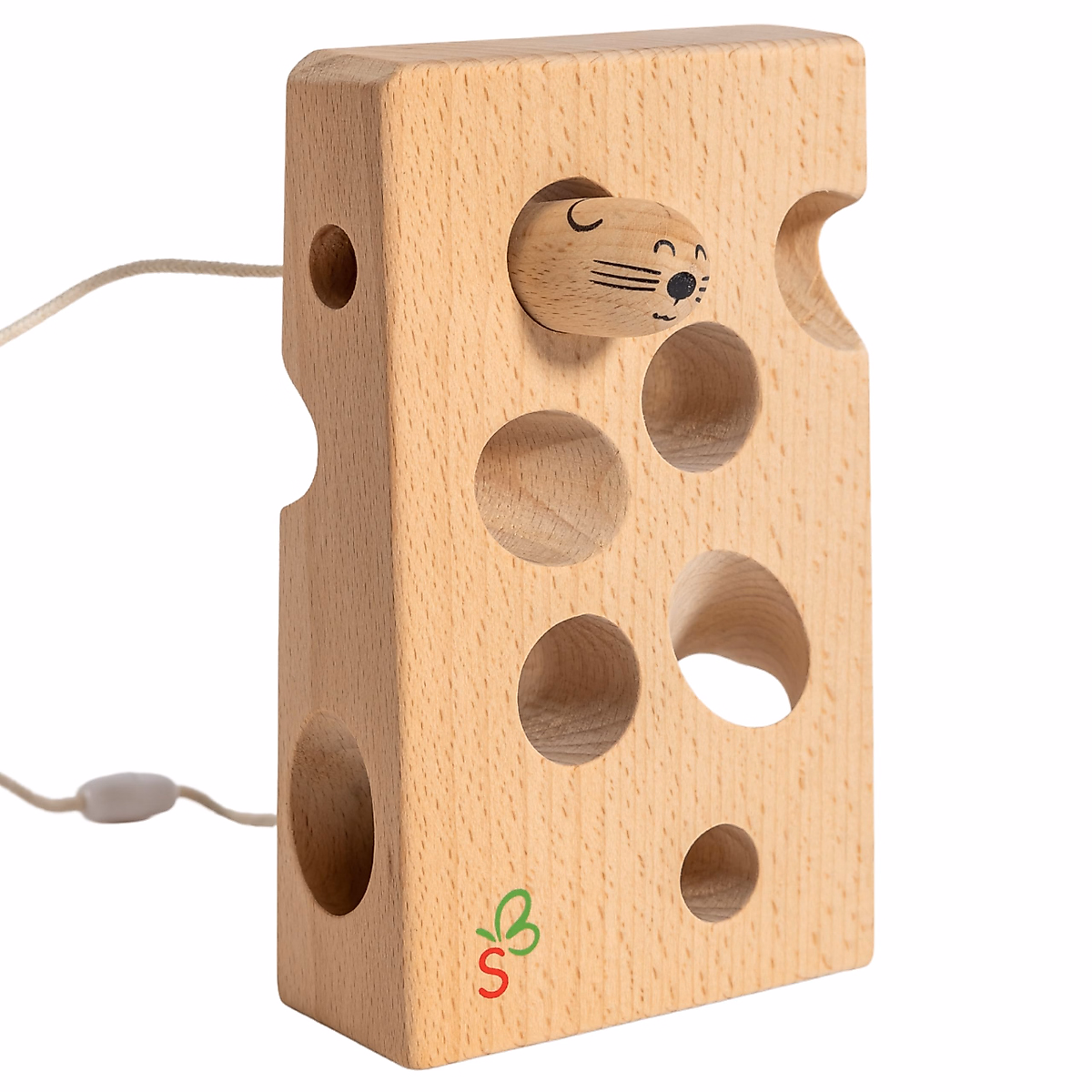 Montessori Wooden Cheese Lacing and Threading Activity Toy: Early Educational Fun for Babies, Toddlers, Boys, and Girls