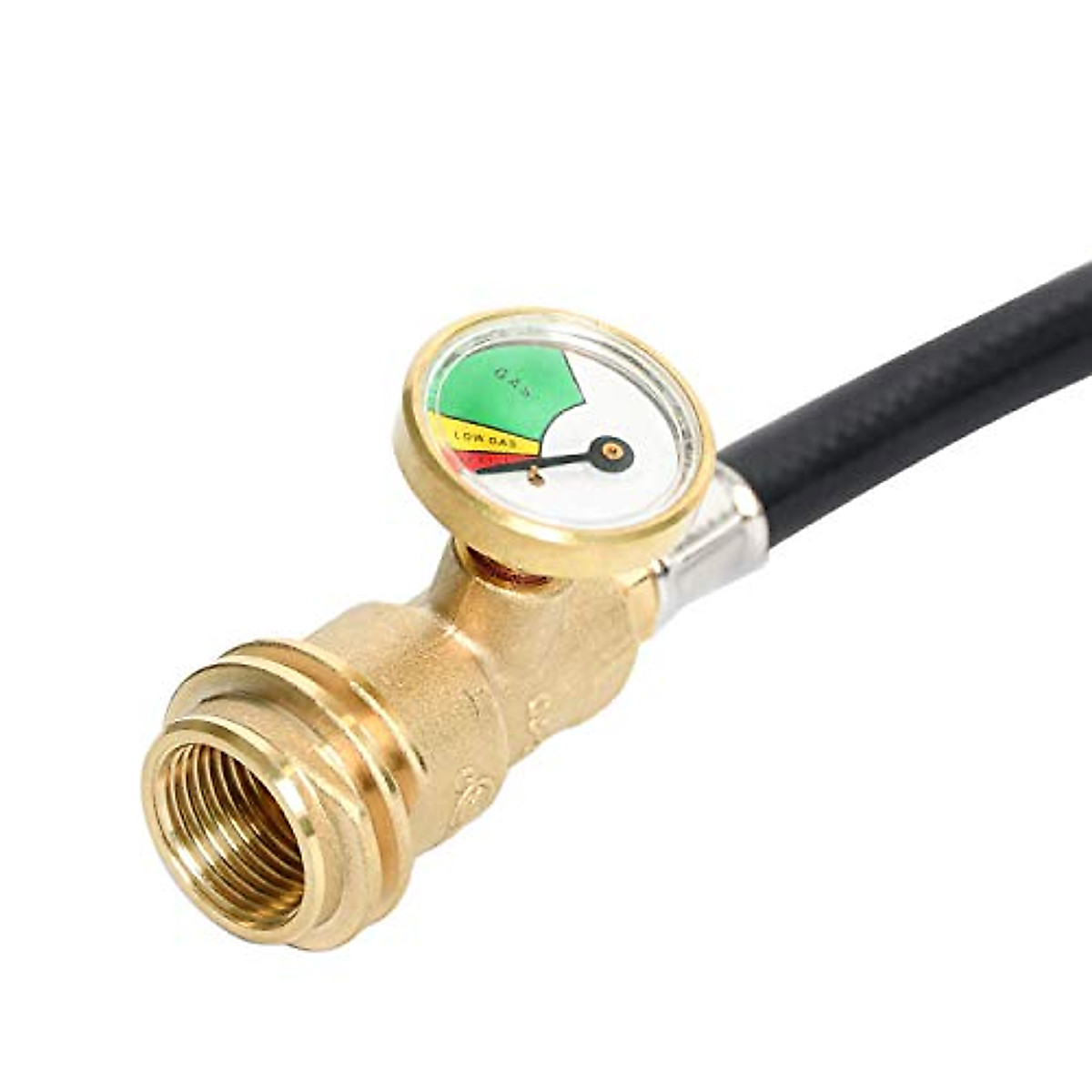 GasSaf 5FT Propane Tank Extension Hose with Gauge -Leak Detector Fit for Gas Grill, heaters & All Propane Appliances,Acme to Male QCC/POL Fittings