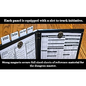 DND Dungeon Master Screen Engraved Maple Wood Three-Panel DM Screen with Initiative Tracker Slot for D&D and RPGs (Tree of Life), Black