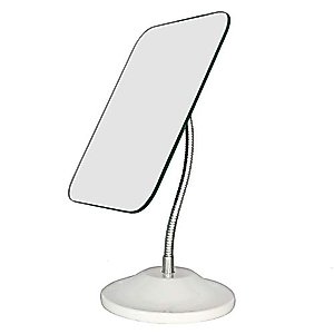 YEAKE Adjustable Flexible Gooseneck Makeup Mirror,360°Rotation Folding Portable Desk Vanity Mirror with Stand Shower Shaving Cosmetic Mirror Square