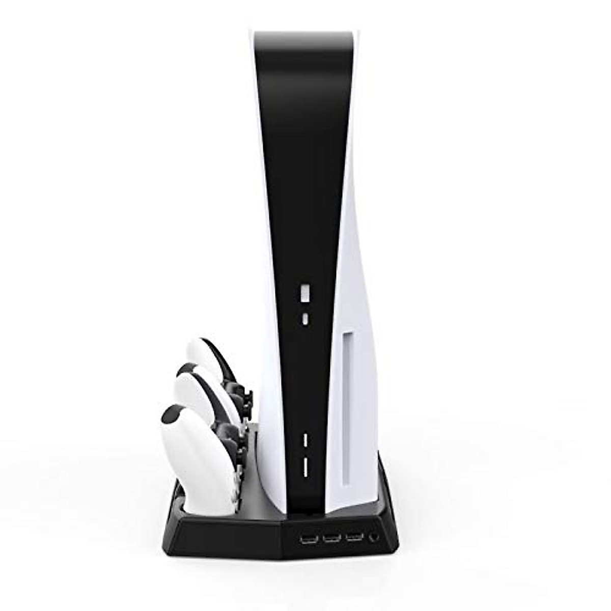 Vertical Stand with Cooling Fan Station Charging Dock, for PS5 Console and PS5 Digital Edition with 3 USB Hubs, 2 DualSense Controller Charging Dock
