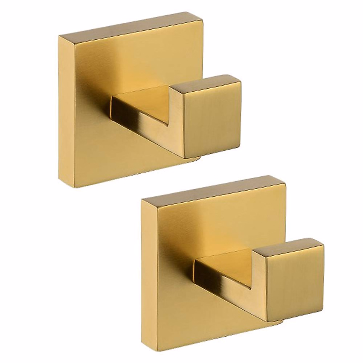 BATHSIR Brushed Gold Towel Hooks, Bathroom Robe Hooks Wall Mounted Coat Hook 2 Pack Stainless Steel