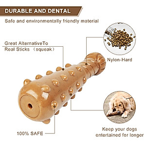 QWKNY Interactive Squeaky Dog Chew Toy - Baseball Bat Shape - for Medium to Large Aggressive Chewers - Non-Toxic, Tough Rubber - Cleans Teeth & Promotes Dental Health - Ideal for Fetch & Play