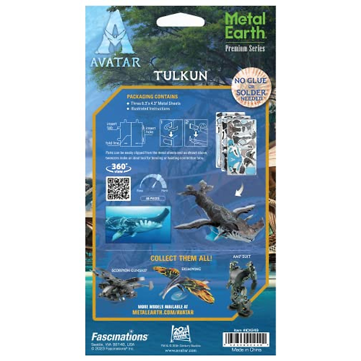 Fascinations Metal Earth Premium Series Avatar 2 Tulkun 3D Metal Model Kit Bundle with Tweezers