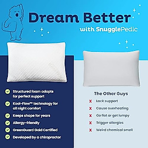 Snuggle-Pedic Shredded Memory Foam Pillow - The Original Cool Pillows for Side, Stomach & Back Sleepers - Sleep Support That Keeps Shape - College Dorm Room Essentials for Girls and Guys - King