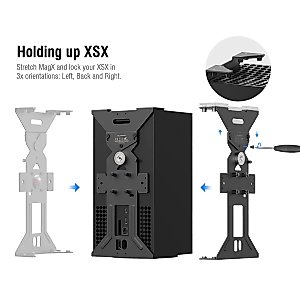 Magnetic Wall Mount for Xbox Series X, Metallic Support Bracket with Gaming Headset Hook, Magnets and Built-in Level Design - Mount XSX Vertical, Horizontal or Under The Desk