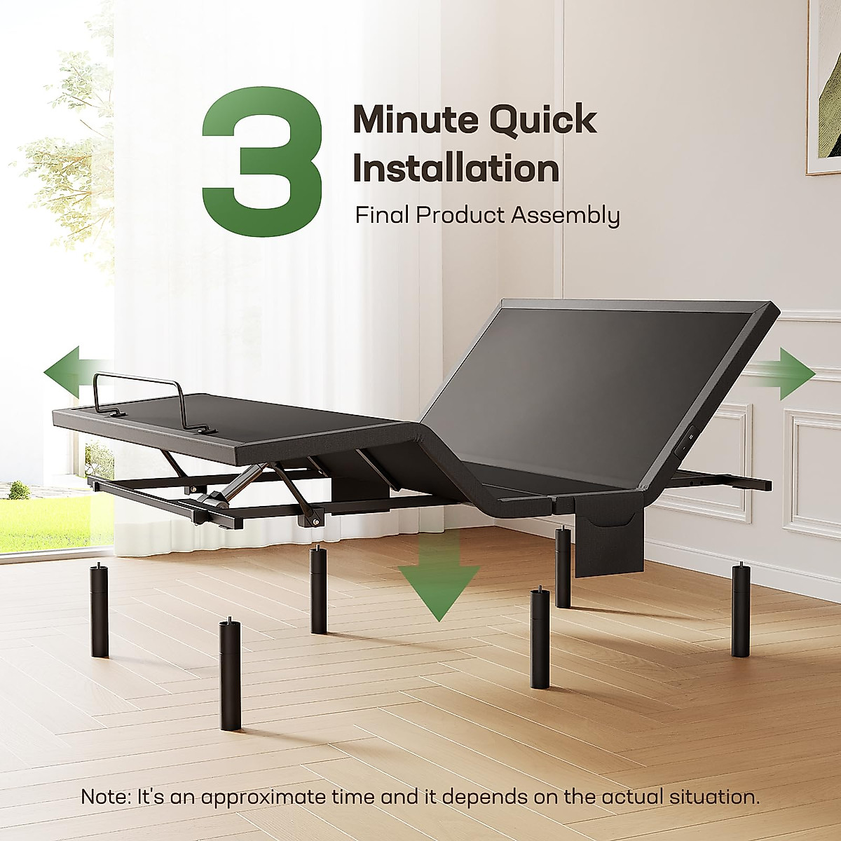 Marsail MS01 Queen Adjustable Bed Base Frame, 4 Ports USB A&C Adjustable Bed Base with Under-Bed Nightlight, 3 Minutes Fast Assembly, Wireless Remote Control Adjustable Bed with 4 Height Options