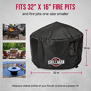 Heavy Duty Fire Pit Covers, Fit 32x16 Inch Round Gas Fire Pit - 600D Polyester Firepit Covers Round, Outdoor Fire Pit Cover, Firepit Cover, Fire Pit Cover Round, Patio Cover for Fire Pit, Table Cover